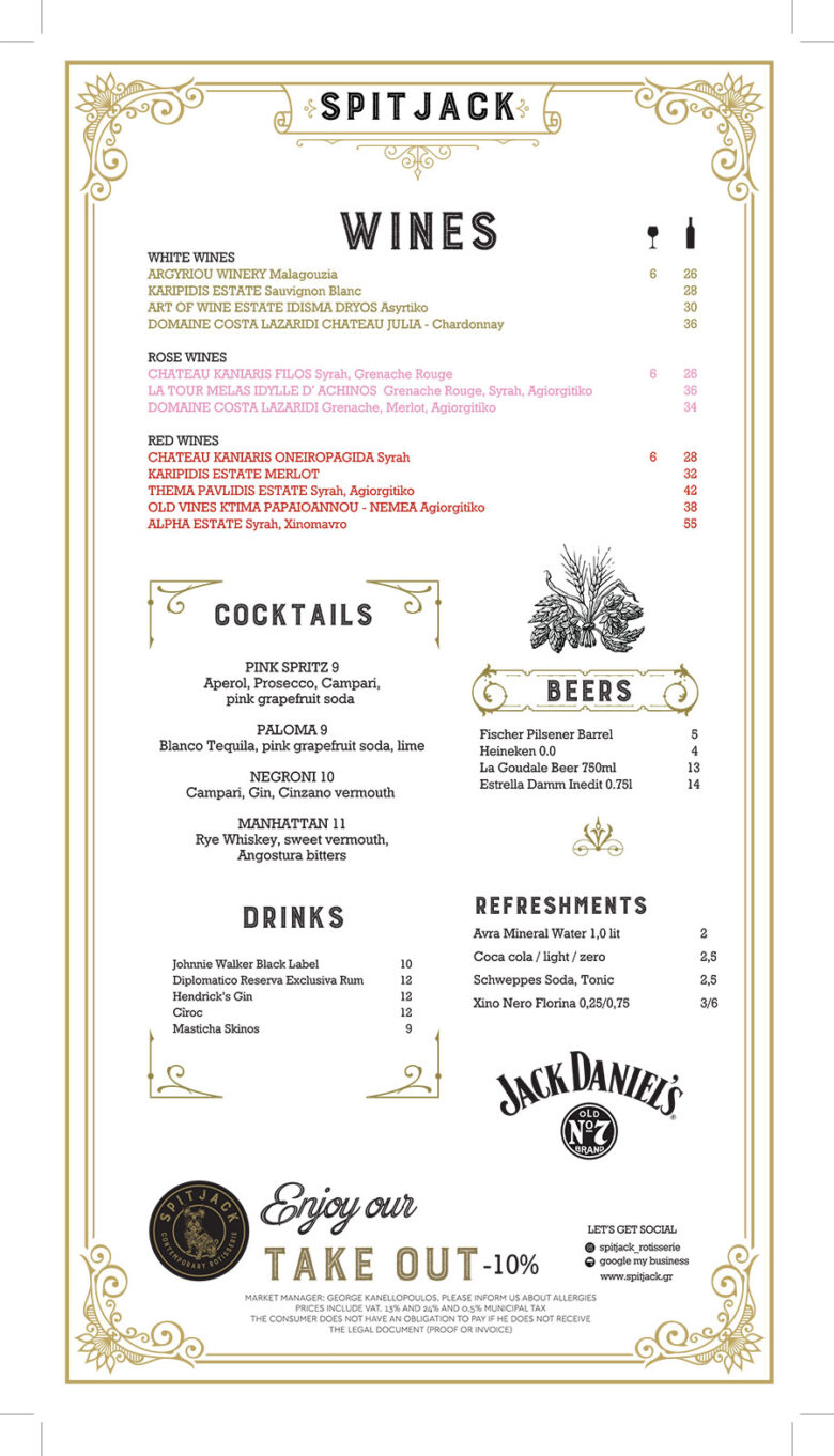 Spitjack Menu – Spit Jack Rotisserie | Athens